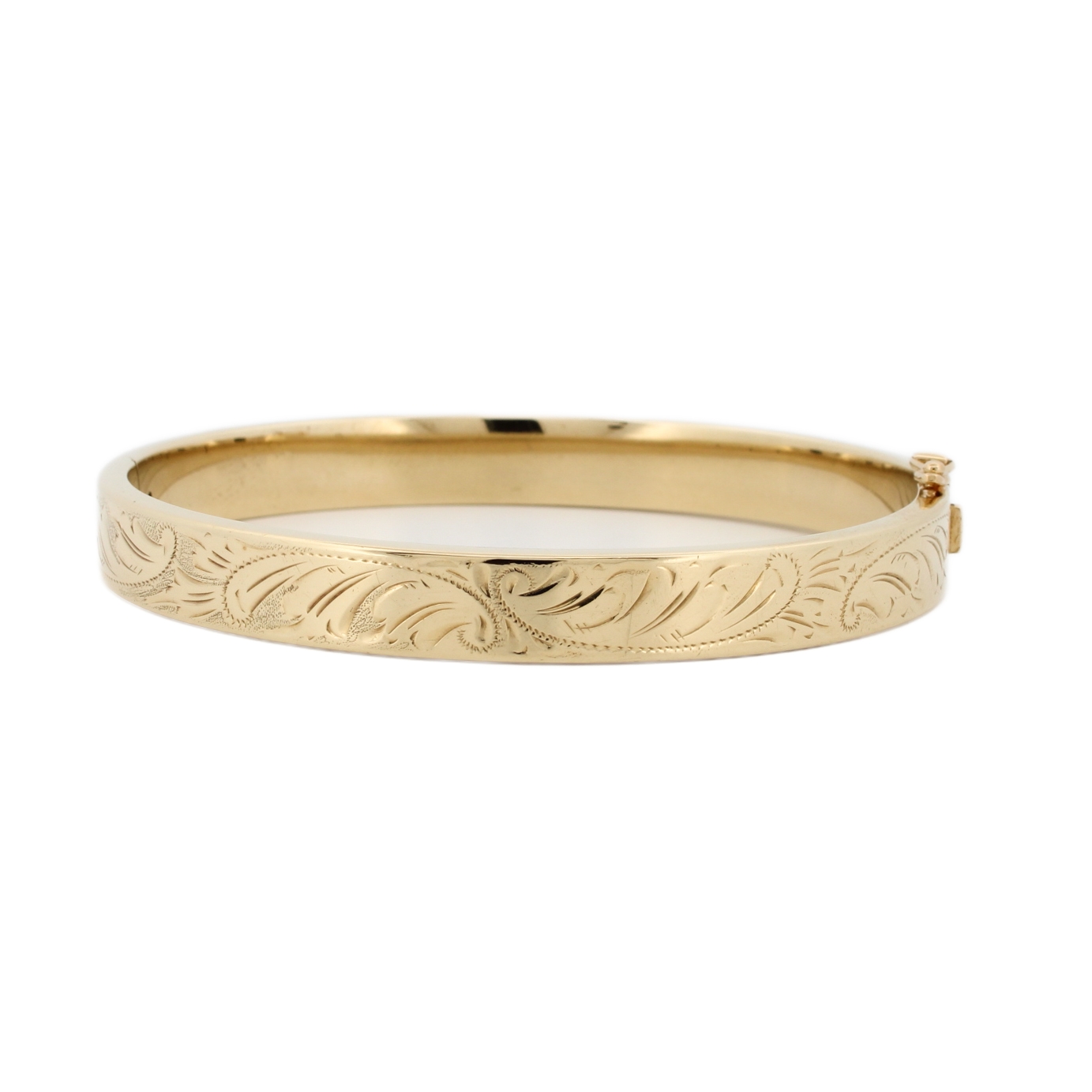 Pre-Owned 9ct Yellow Gold Hollow Engraved Bangle | Mallards Jewellers