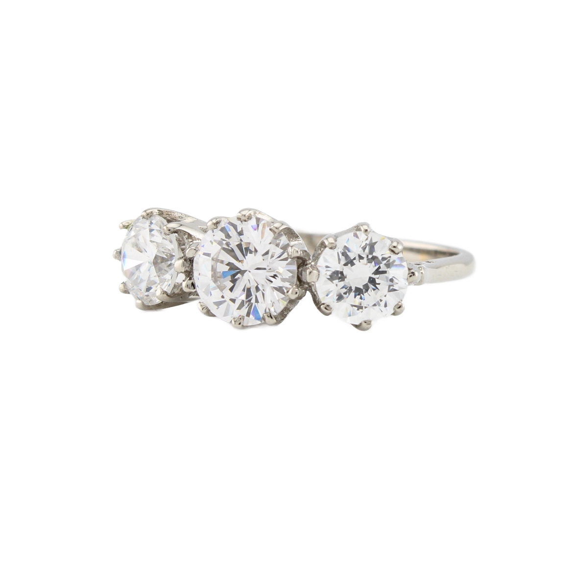 9ct White Gold 3 Stone Set Ring | Mallards Jewellers