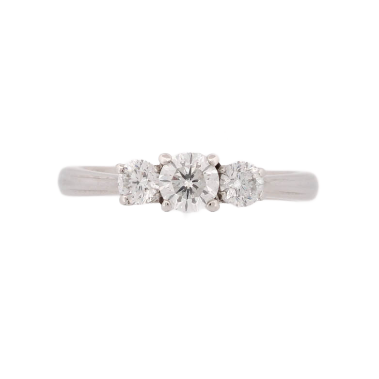 18ct White Gold Diamond 3 Stone Ring Total 0.77ct | Mallards Jewellers