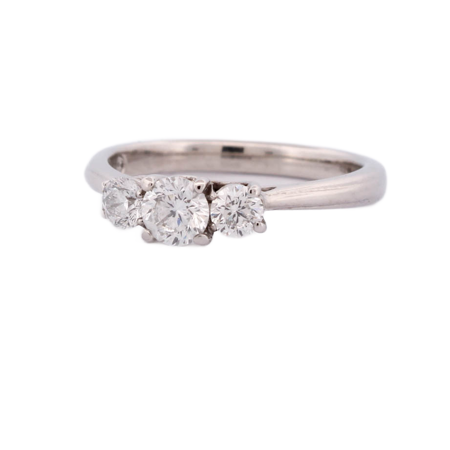 18ct White Gold Diamond 3 Stone Ring Total 0.77ct | Mallards Jewellers