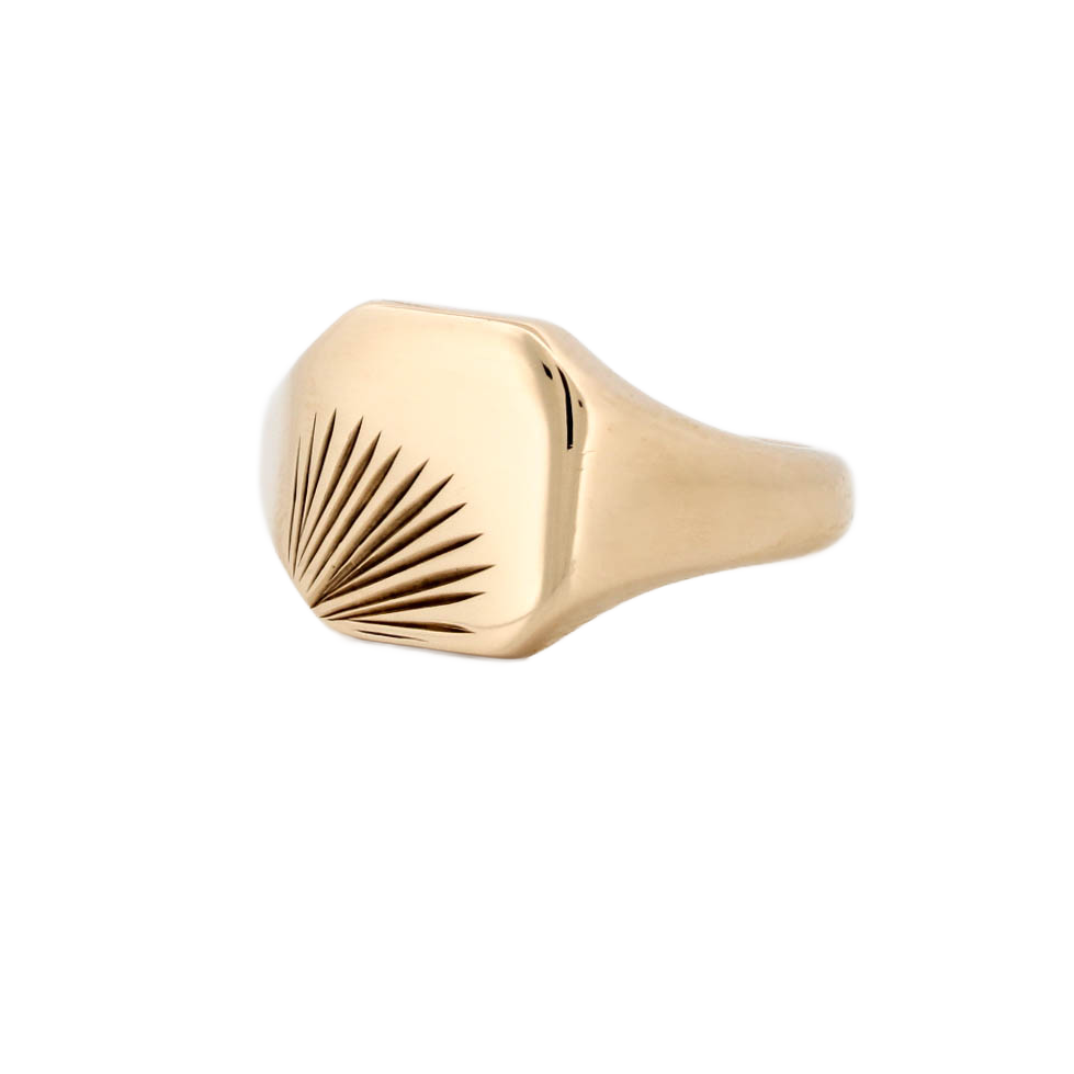 9ct Yellow Gold 'Sunray' Signet Ring | Mallards Jewellers