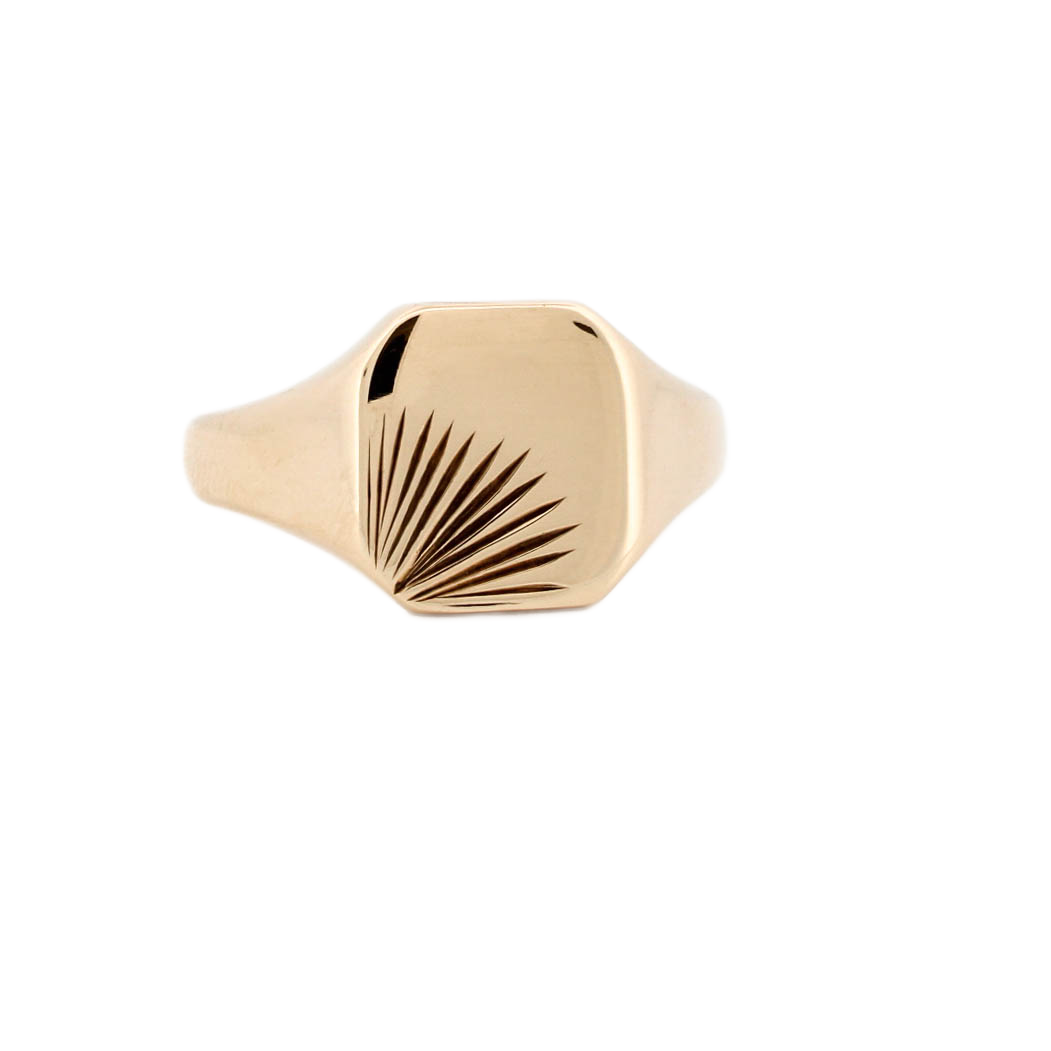 9ct Yellow Gold 'Sunray' Signet Ring | Mallards Jewellers